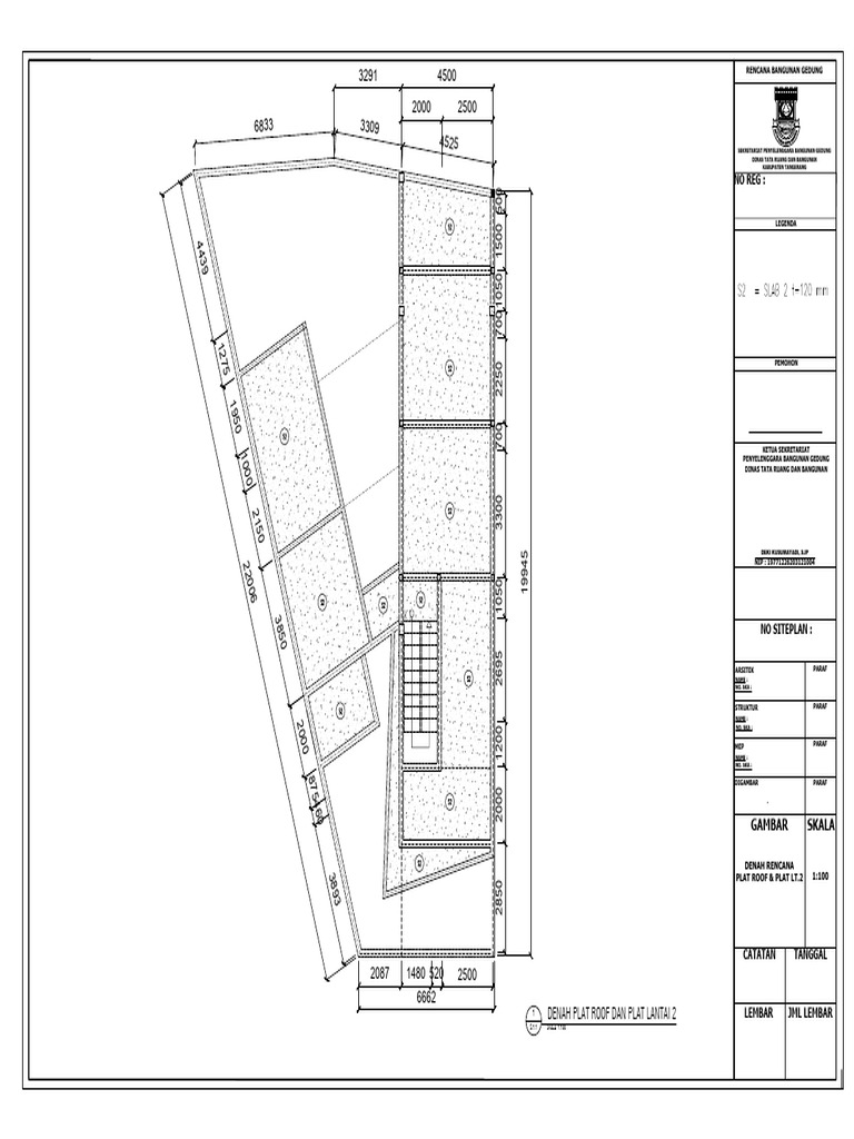 STR 04 - DENAH RENCANA Plat Roof & Plat Lantai 2 | PDF