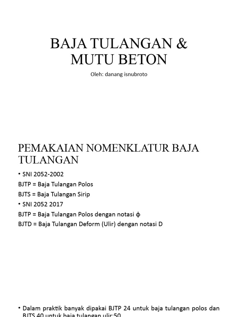 Mutu Baja Tulangan dan Nomenklatur | PDF