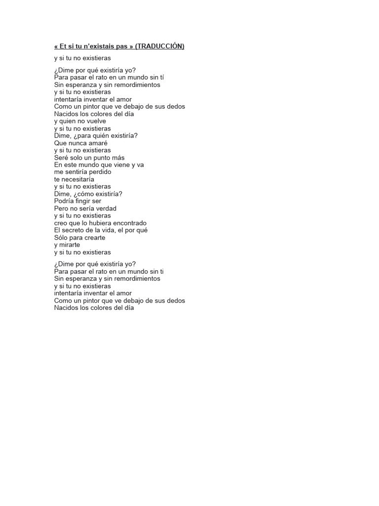 Et Si Tu N - Existais - Pas | PDF