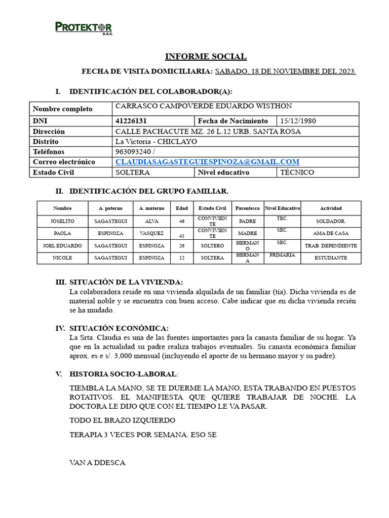 Modelo de Informe Social | PDF