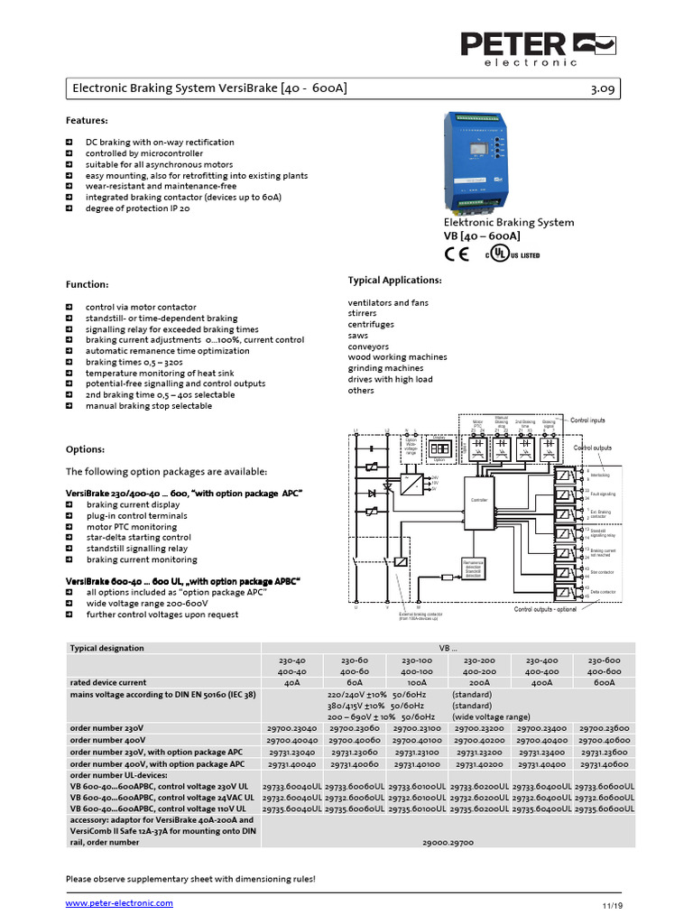 Electronic Braking System Versibrake 40 600a Data Sheet en | PDF ...