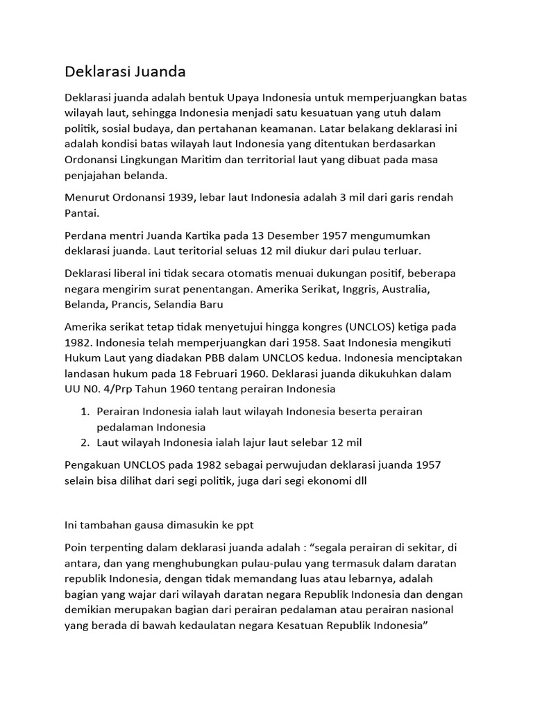 Deklarasi Juanda & JIM | PDF