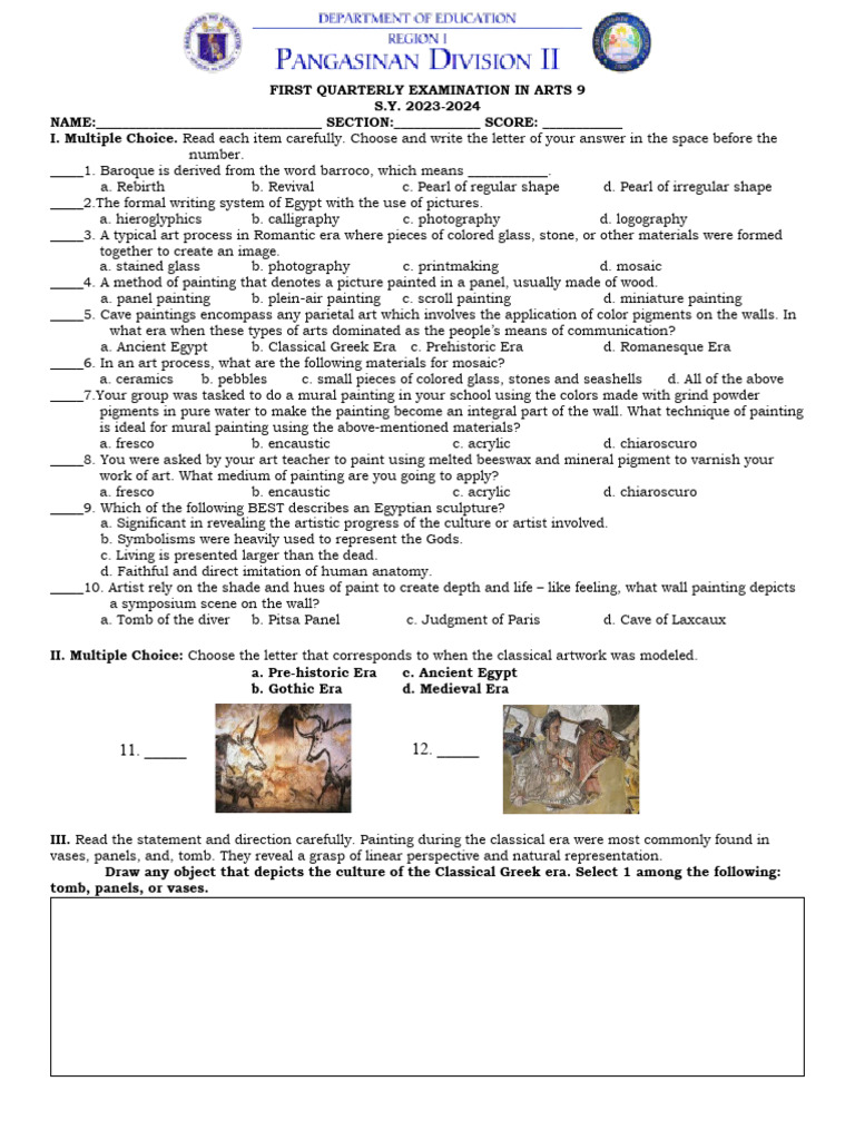 Exam Arts 9 | PDF | Paintings | Mural