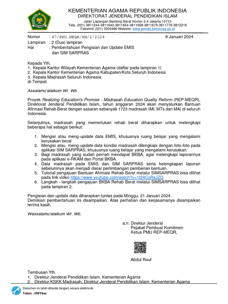 Update EMIS dan SIM SARPRAS 2024 | PDF