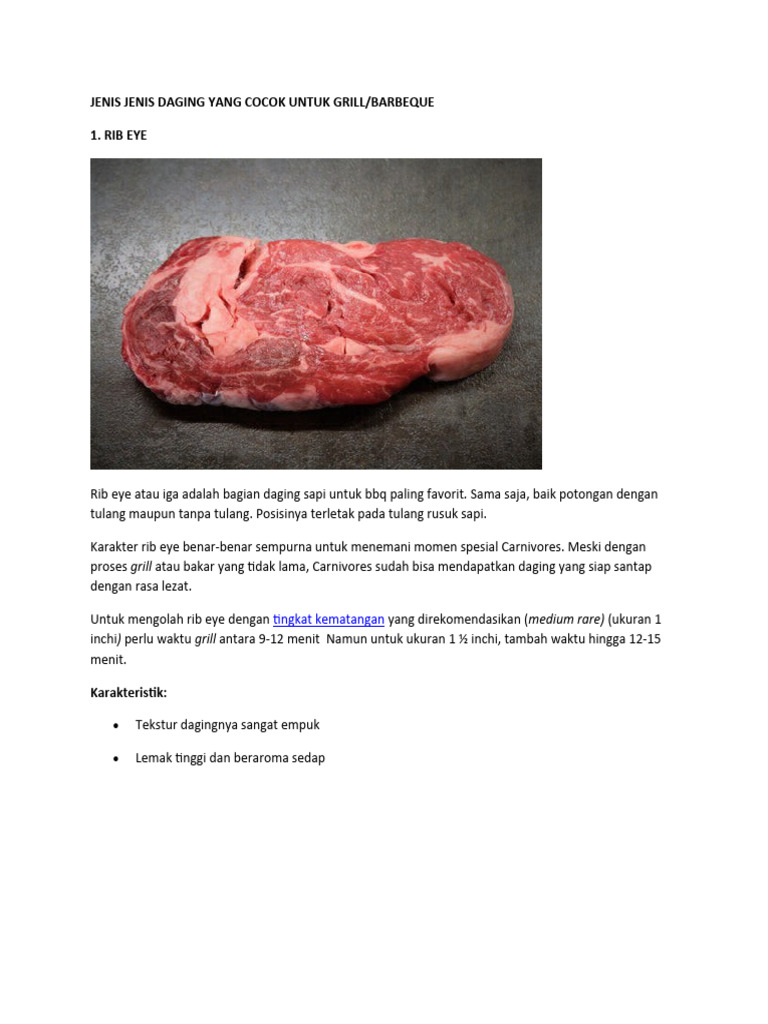 Jenis Jenis Daging Yang Cocok Untuk Grill | PDF | Griya & Taman