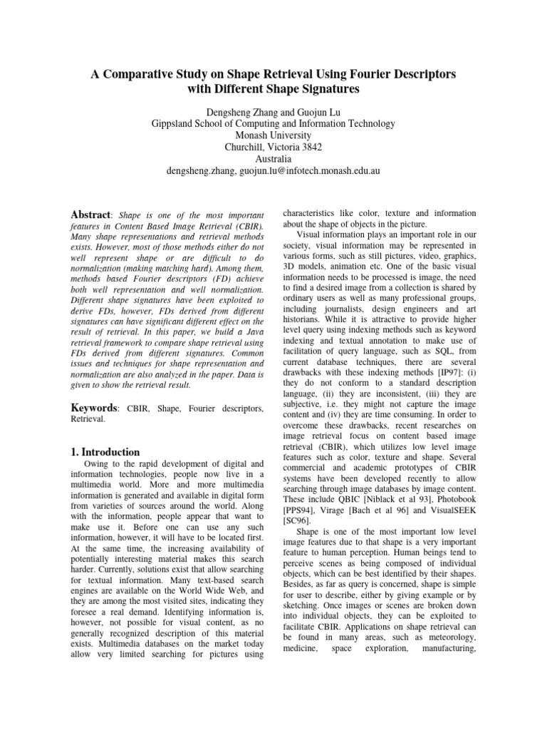 AComparative Study Shape Retrieval Using Fourier Descriptors | PDF | Shape