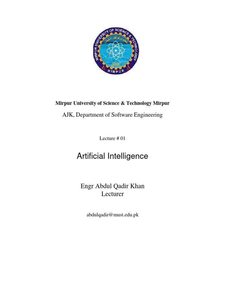 AI Lec 1 Introduction, Foundation, History and State of The Art | PDF | Artificial Intelligence ...