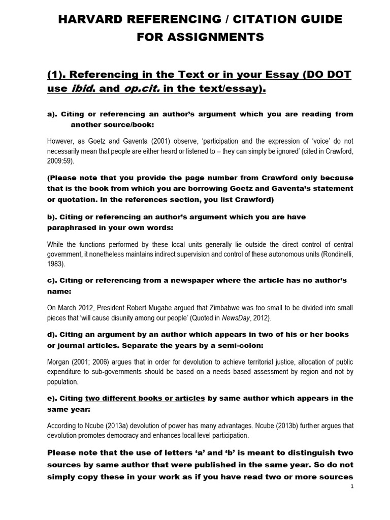 Harvard Referencing Guide For Assignments | PDF | Thesis Harvard Referencing Guide For Assignments | PDF | Thesis