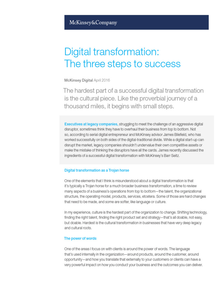 Digital Transformation The Three Steps To Success | PDF ...
