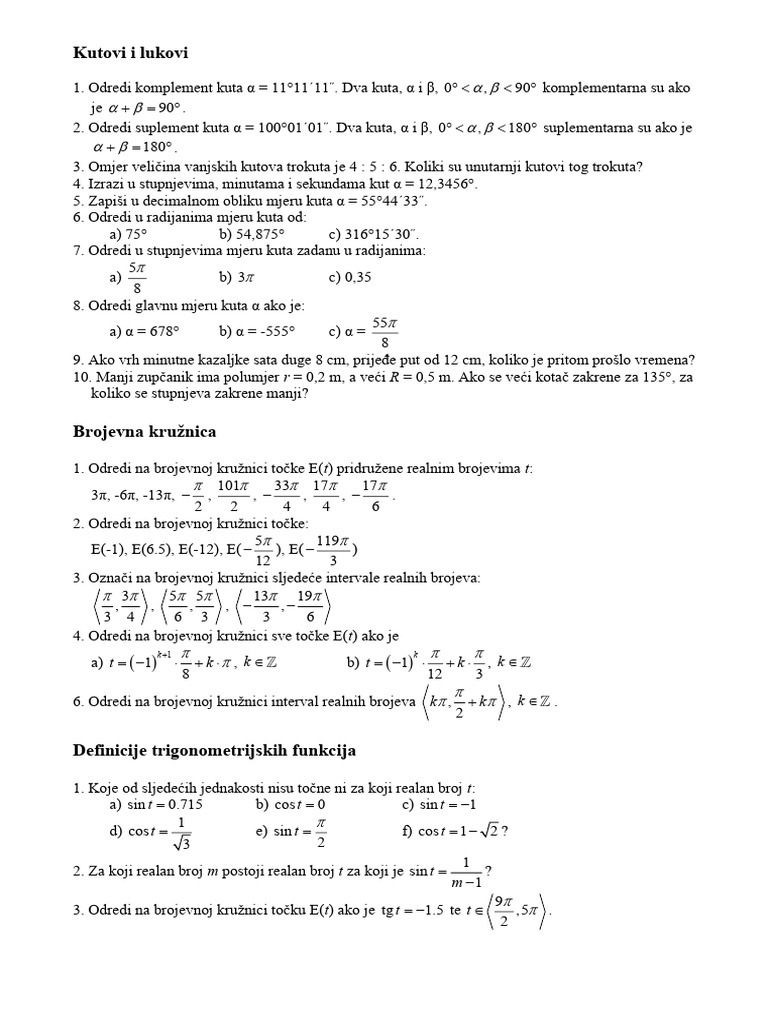 Trigonometrija Zadatci | PDF