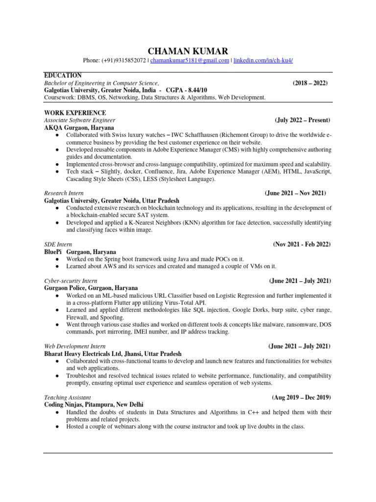 Resume 1 | PDF | Java Script | Systems Engineering