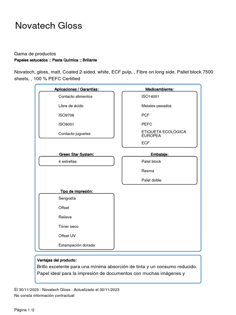 Novatech Gloss | PDF | Papel | Publicación