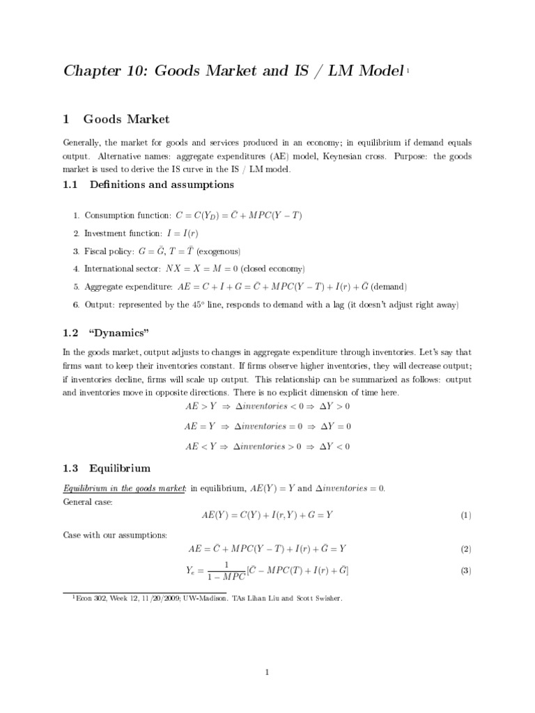 Chapter 10 Goods Market Is LM | PDF | Economies | Microeconomics