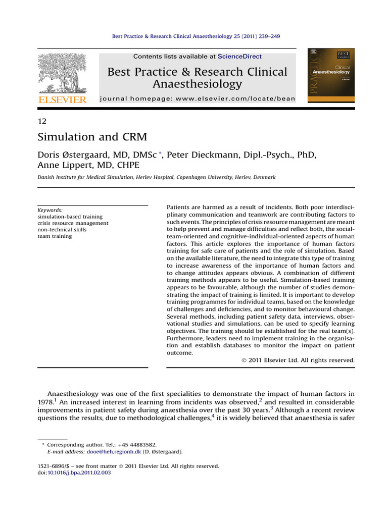 CRM 1 | PDF | Patient Safety | Simulation