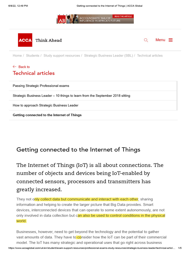 Getting Connected To The Internet of Things - ACCA Global | Download Free PDF | Internet Of ...