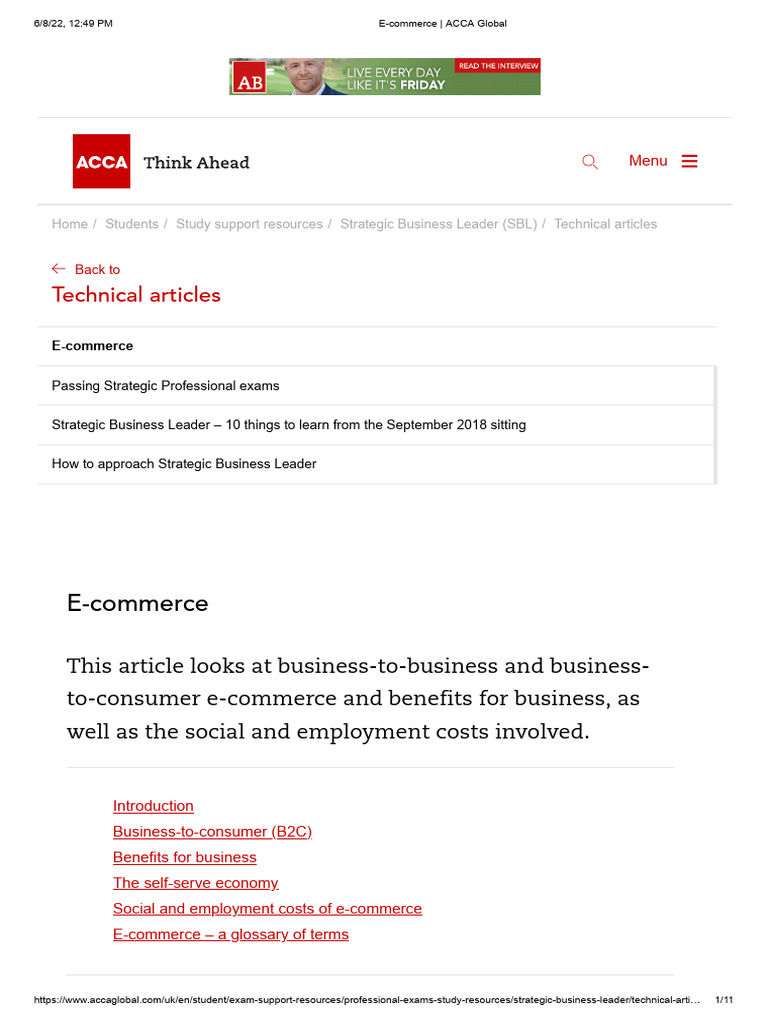 E-Commerce - ACCA Global | PDF | Internet | E Commerce