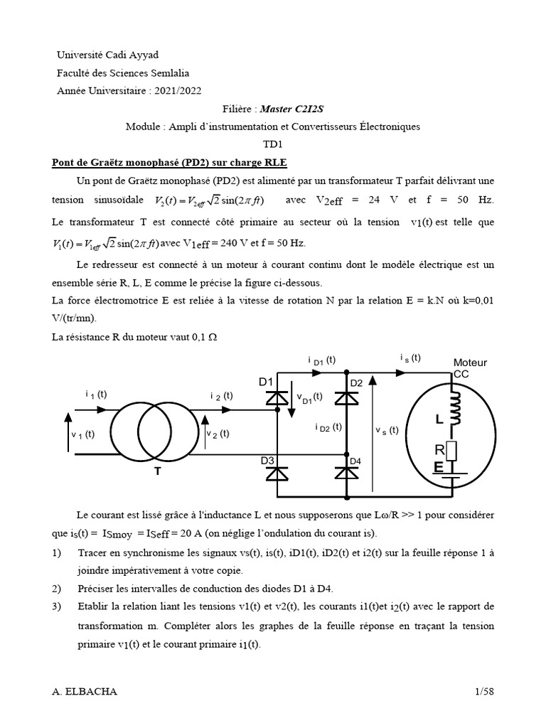 TD Master | PDF | Redresseur | Grandeur physique