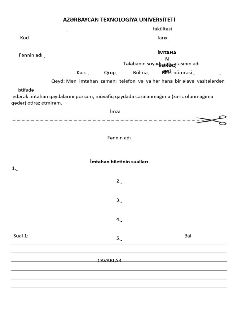 Yazılı Imtahan Forması | PDF