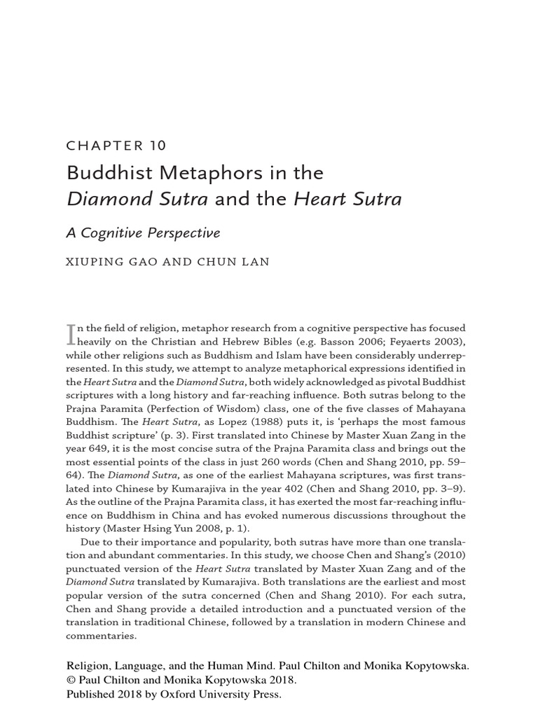 Buddhist Metaphors in The Diamond Sutra and The Heart SutraA Cognitive ...