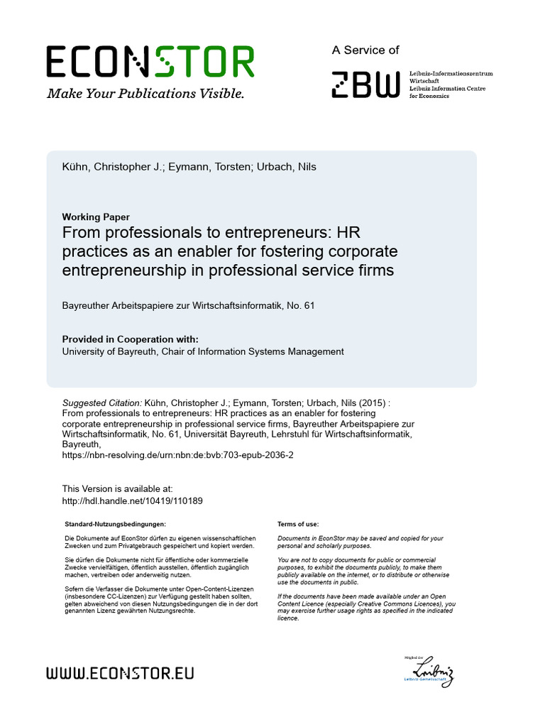 From Professionals To Entrepreneurs: HR Practices As An Enabler For ...