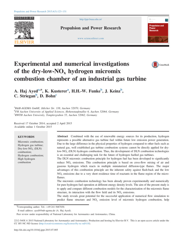 Hyrdoge Gas Turbin | PDF | Combustion | N Ox