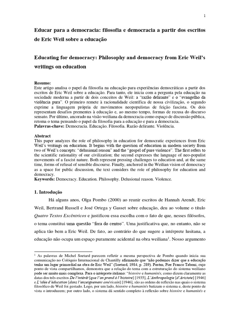 Educar para A Democracia | PDF | Science | Sociedade