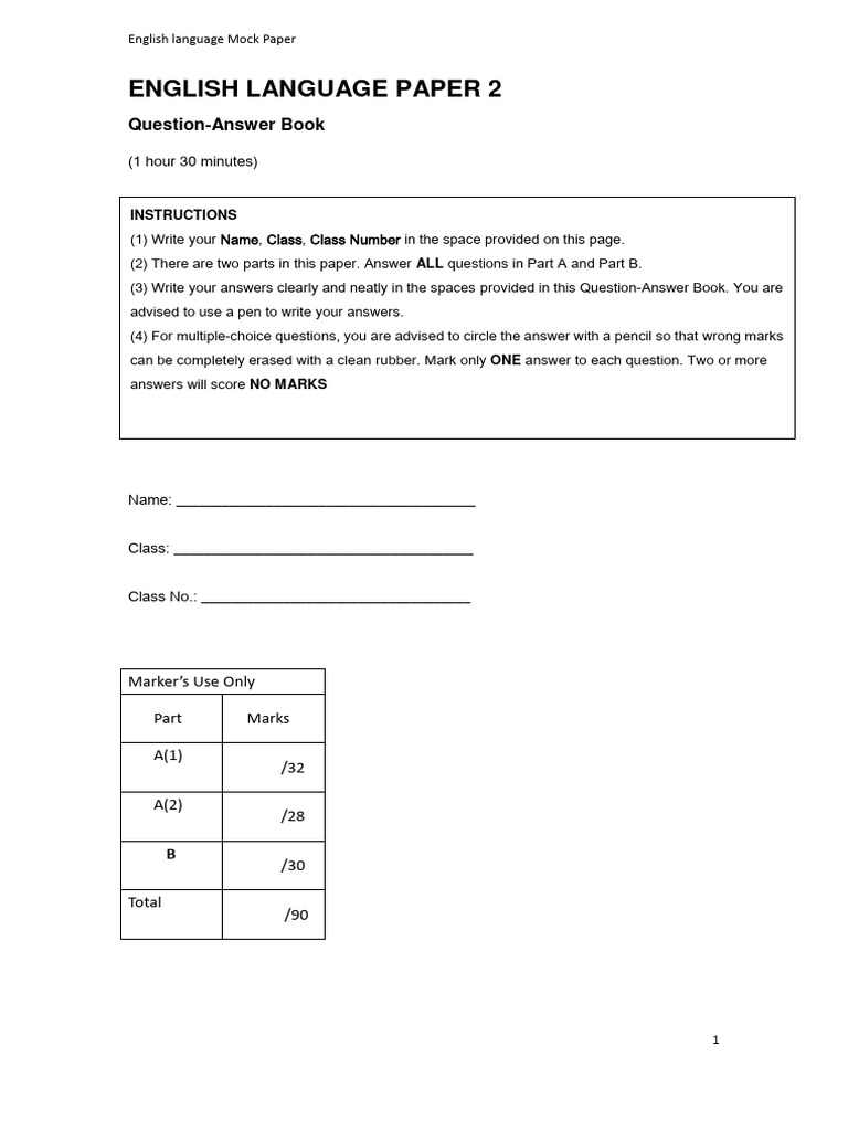 English Language Paper2 | PDF | English Language | Linguistics