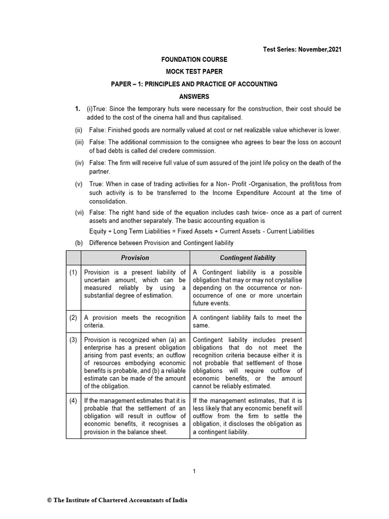 Test Paper 5 Answers | PDF | Expense | Debits And Credits