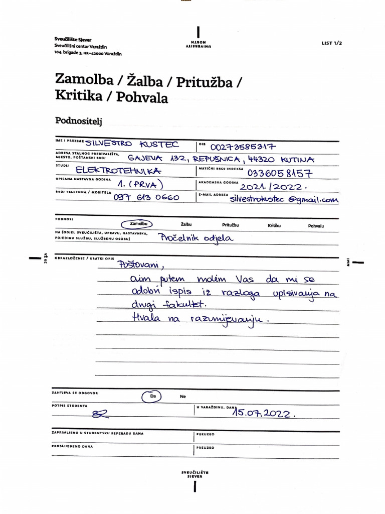 Zamolba | PDF