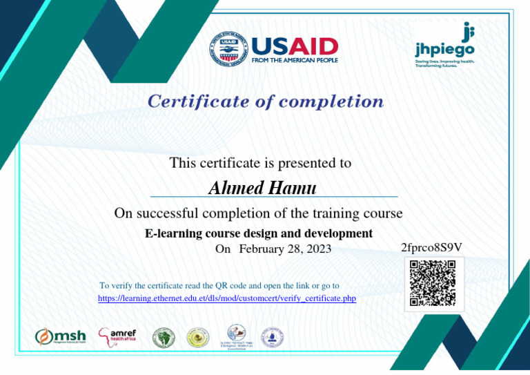 E Learning Certificate. 1 | PDF