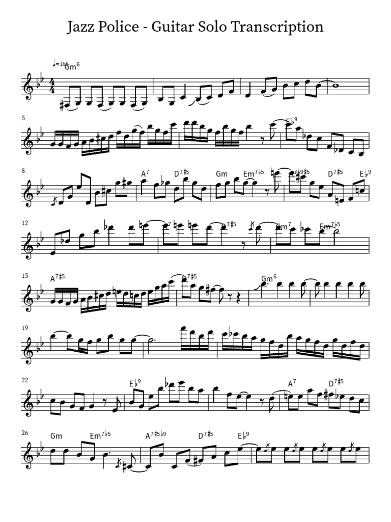 Jazz Police Guitar Solo Transcription | PDF