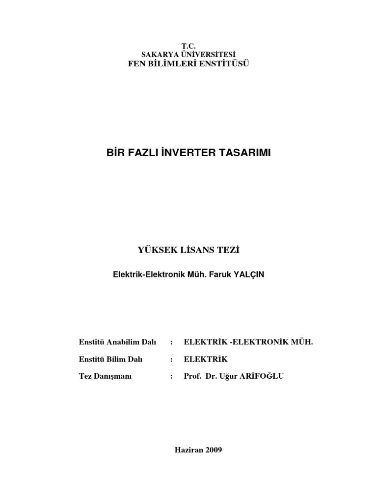 Uğur Ariofğlu Tez Inverter | PDF
