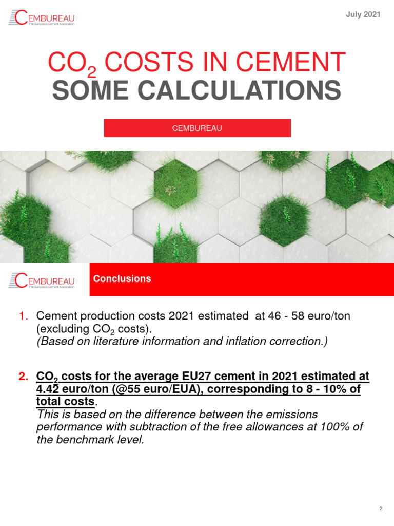Co2 Costs in Eu Cement Production July 2021 | PDF | Cement | European Union