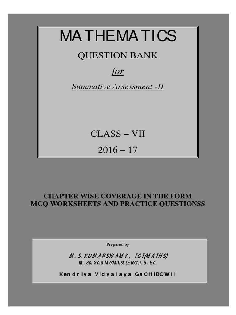 Maths Class Vii Question Bank For Sa II 2016 17 | PDF | Classical Geometry | Euclid