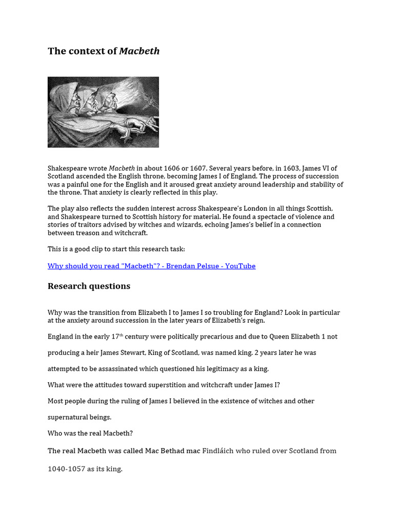 The Context of Macbeth | PDF