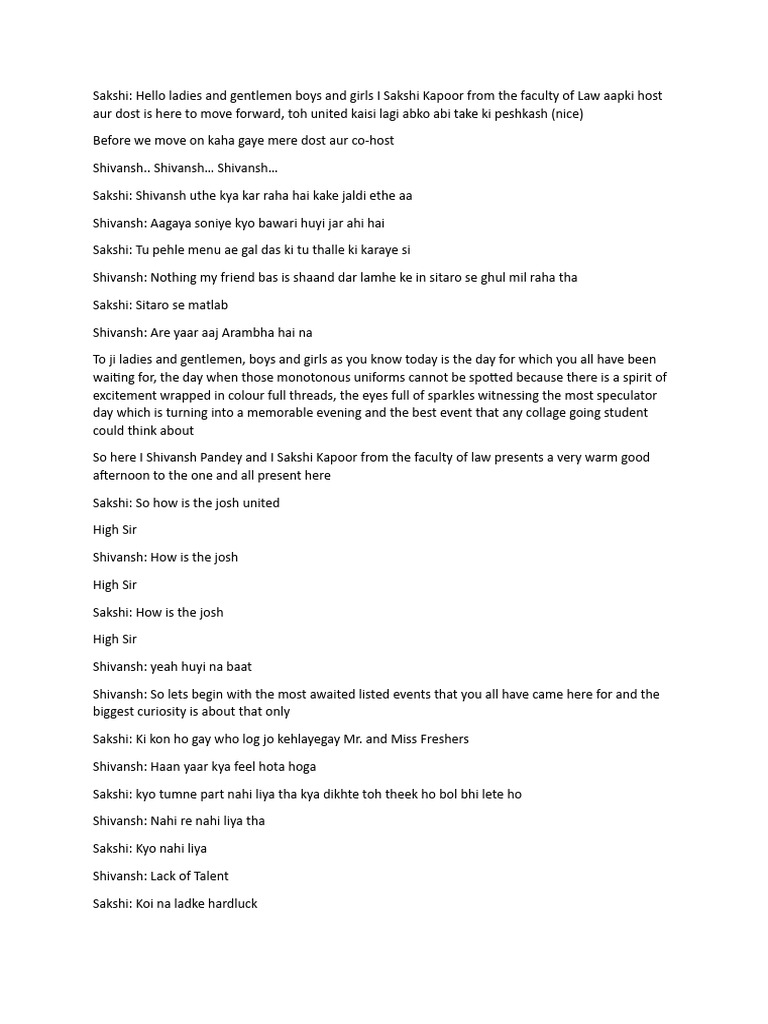 FINAL Freshers Script | PDF