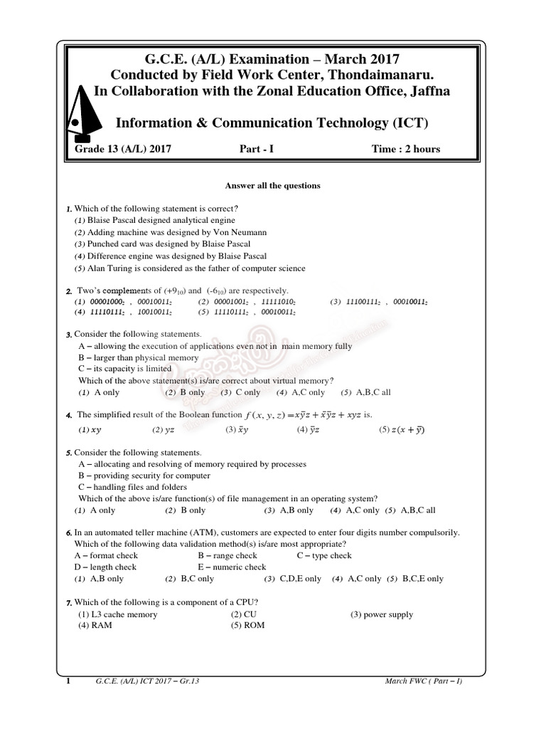 Eal Ict FWC 5th 2017 | PDF | Internet Protocol Suite | Computer Data ...