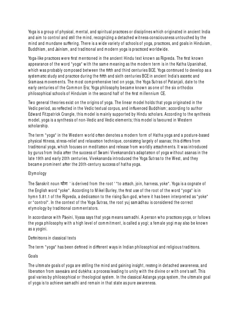 Yoga 1 | PDF | Yoga | Hatha Yoga