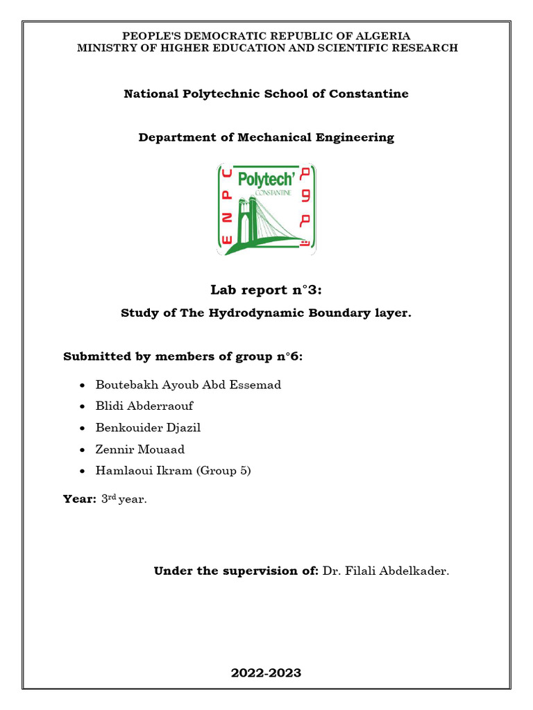 Hydrodynamic Boundary Layer Study Report | PDF | Boundary Layer ...