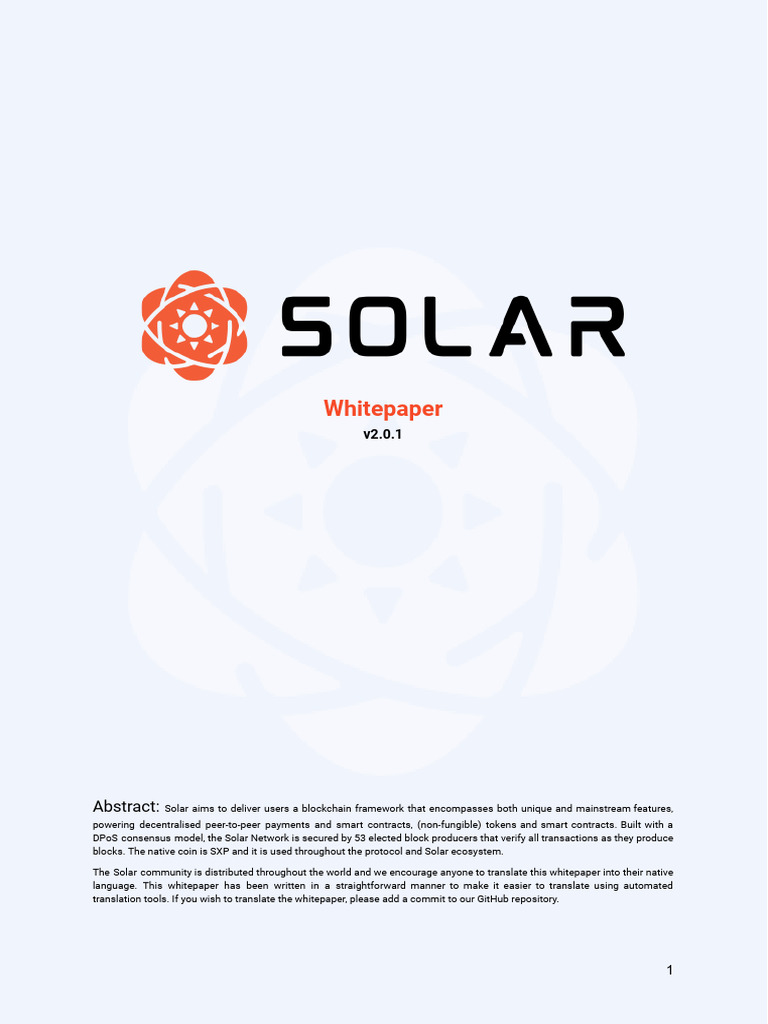 Whitepaper Solar (SXP) 2023 | PDF | Cryptocurrency | Systems Engineering