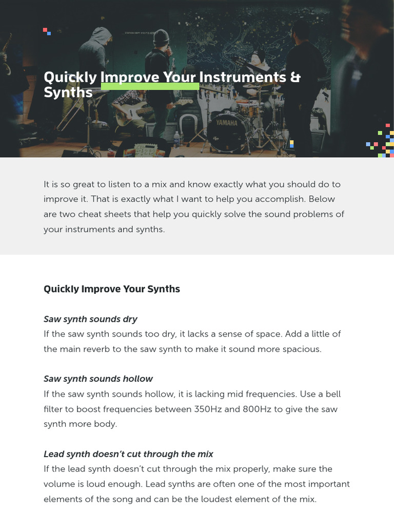 Synth EQ Cheat Sheet for Quick Fixes | PDF | Synthesizer | String ...