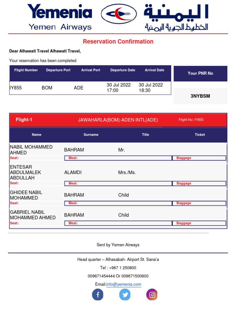 Reservation Confirmation 4 | PDF