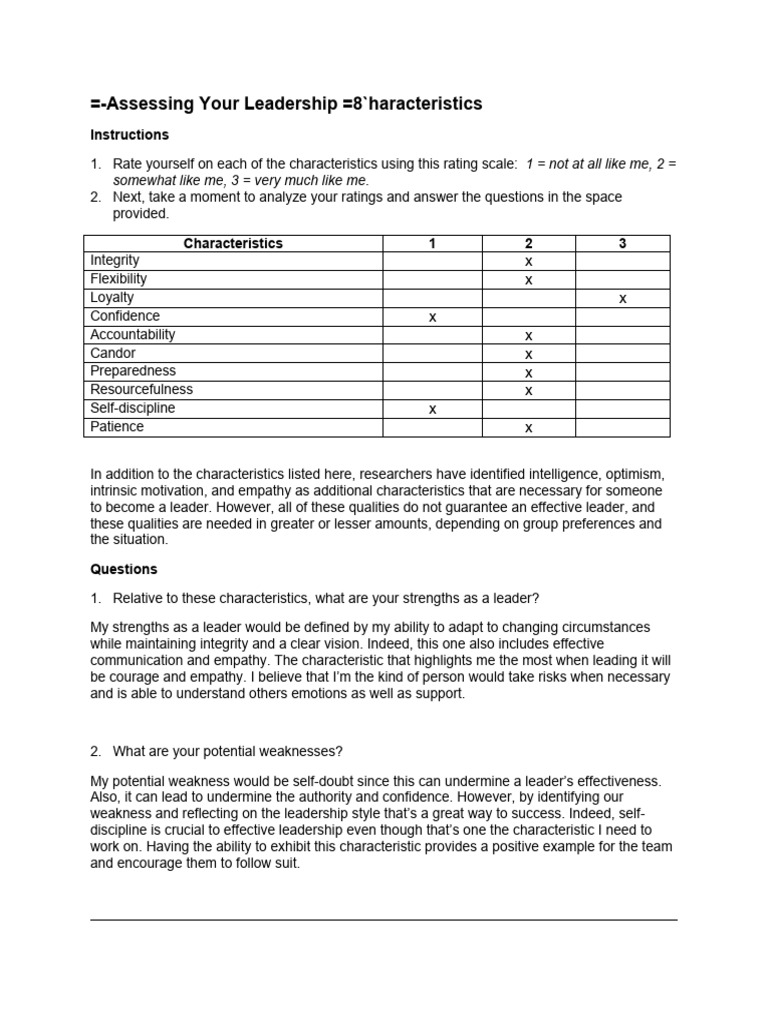 Assessing Leadership Characteristics PDF | PDF | Leadership | Empathy