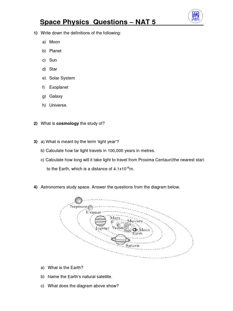 (300665) 10. Space Physics NAT 5 Questions | PDF | Electromagnetic Spectrum | Telescope