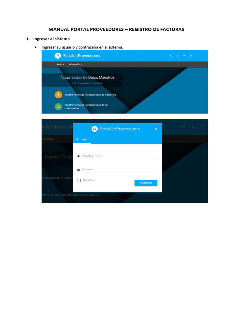 Manual - Portal Proveedores - Registro Facturas | PDF