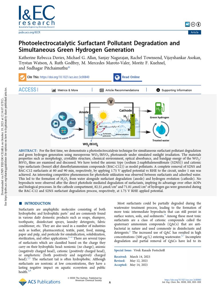 2023 (Davies Et Al.) - Photoelectrocatalytic-Surfactant-Pollutant ... 2023 (Davies Et Al.) - Photoelectrocatalytic-Surfactant-Pollutant ...