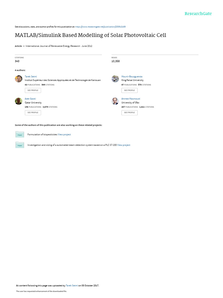 MATLABSimulink Based Modelling of Solar Photovolta | PDF ...