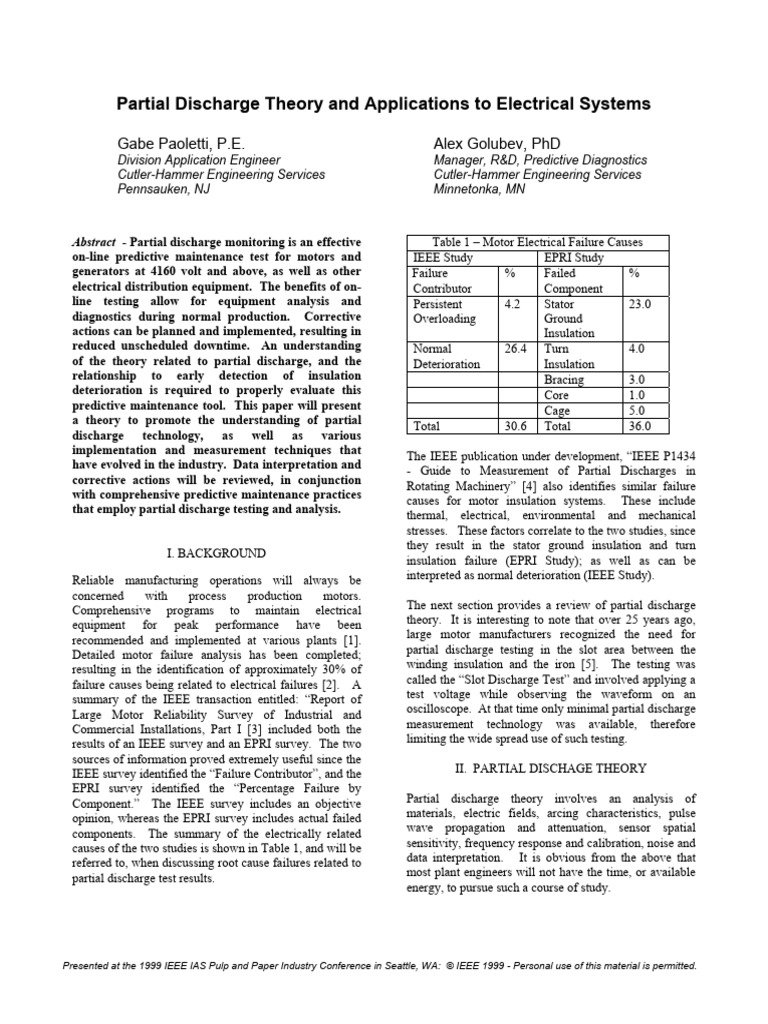 Partial Discharge Monitoring in Electrical Systems | PDF | Capacitor ...