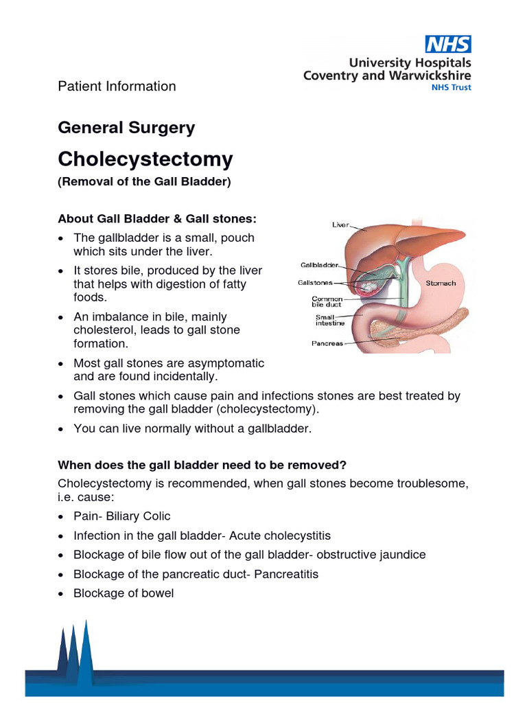 Cholecystectomy (Removal of The Gall Bladder) | PDF | Gallbladder | Bile