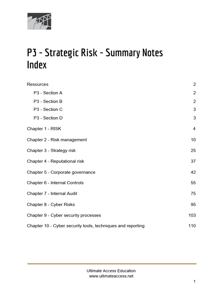 P3 Summary Notes Ultimate Access Pdf Risk Risk Management
